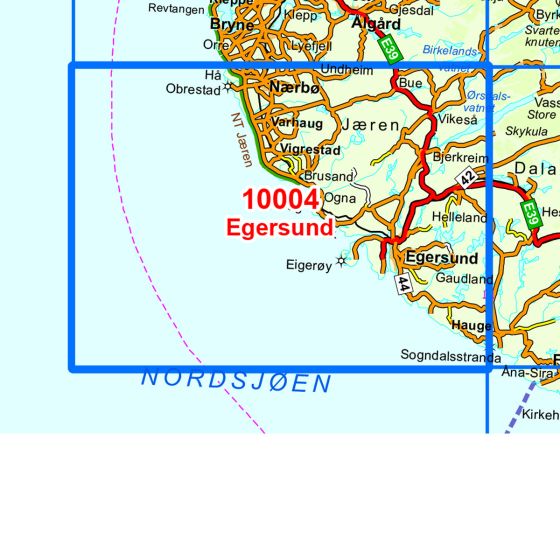 Egersund - National map series in 1:50 000 - Water resistant | Norway's ...