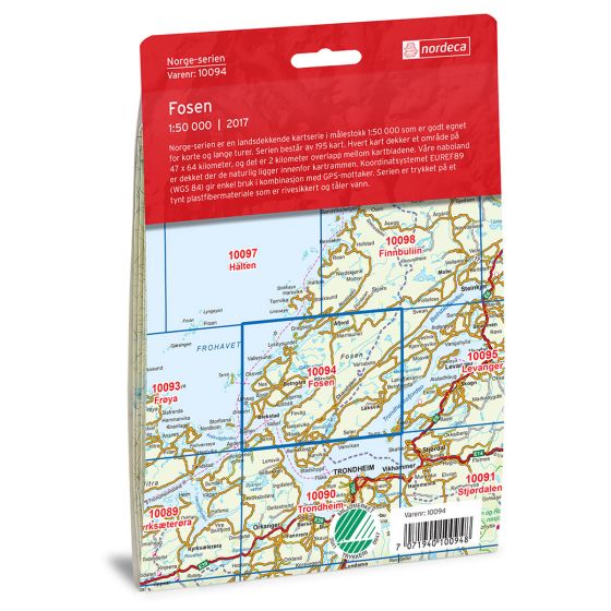 Fosen - National map series in 1:50 000 - Water resistant | Norway's largest map store
