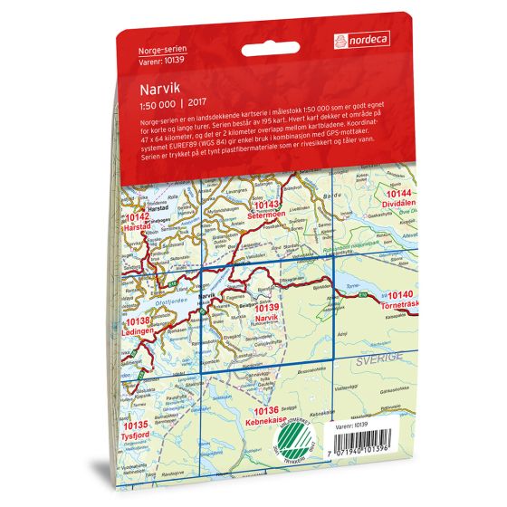 Narvik - National map series in 1:50 000 - Water resistant | Norway's ...