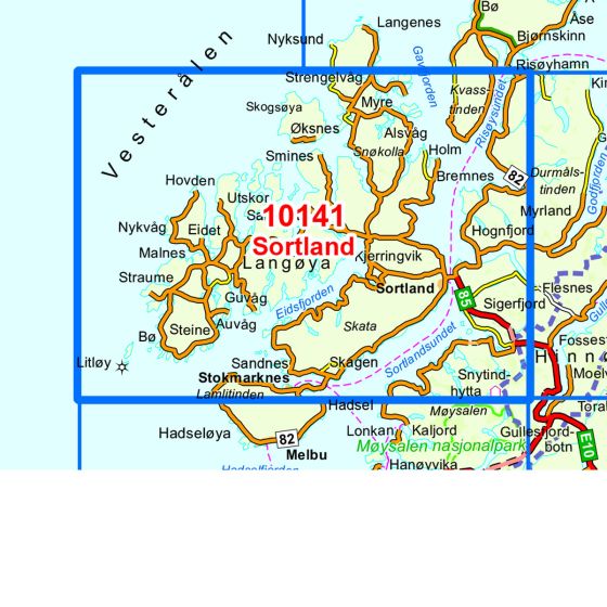 Sortland - National map series in 1:50 000 - Water resistant | Norway's ...