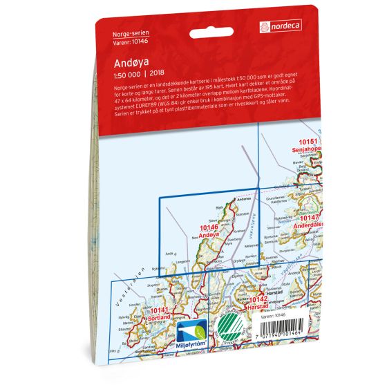 Andøya - National map series in 1:50 000 - Water resistant | Norway's ...
