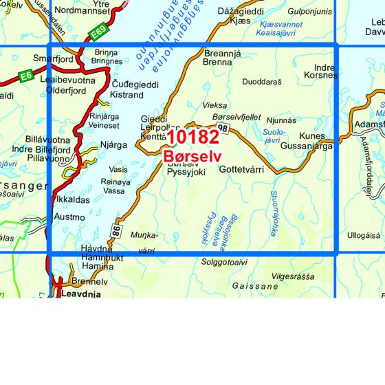 Børselv - National map series in 1:50 000 - Water resistant | Norway's largest map store